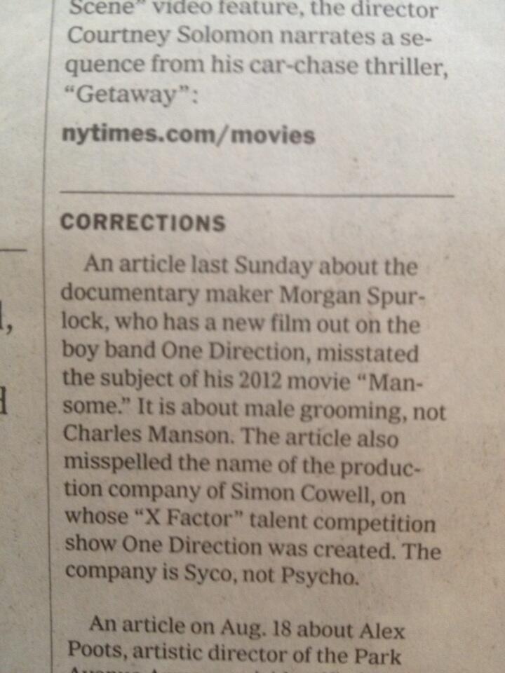 Newspaper correction of the day. - The Poke