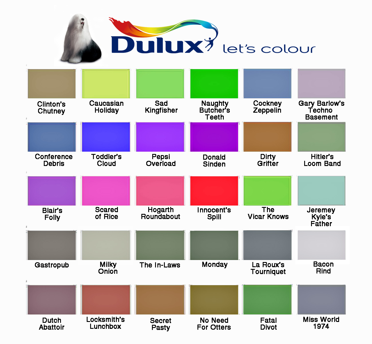 Paint Colour Charts - The Poke