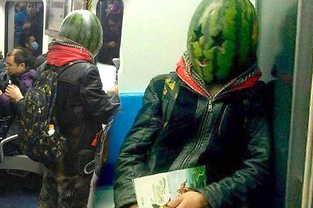 Watermelon-Headed Man Causes Terror On The Tube - The Poke
