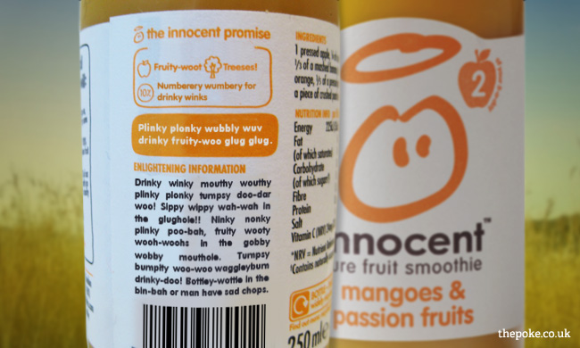 Innocent Smoothie labels now just unintelligible gibberish - The Poke