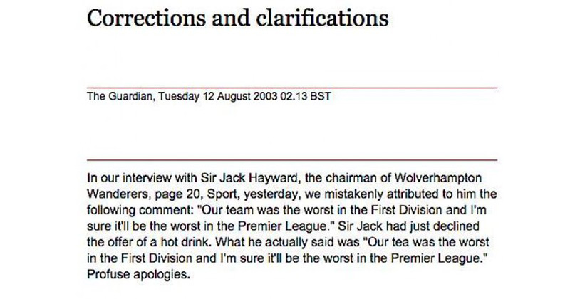 Probably the most British newspaper correction ever - The Poke