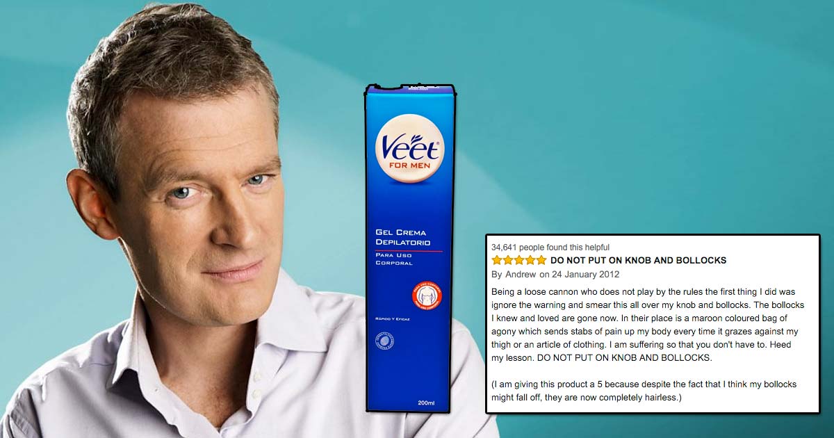 Jeremy Vine says that this "Veet for Men" Amazon review is "the ...