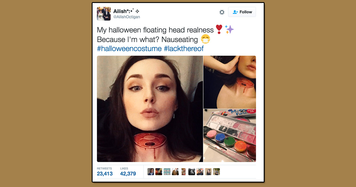 This woman's "floating head" halloween make-up is genius - The Poke