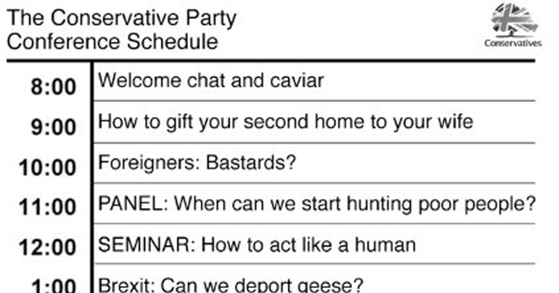 Here's the Conservative Party Conference schedule for today - The Poke