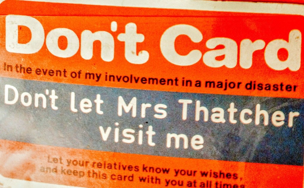 This selection of Margaret Thatcher "donor cards" are a wonderful thing ...