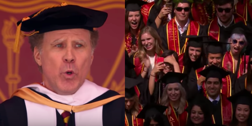 Will Ferrell sings Whitney Houston at university graduation ...