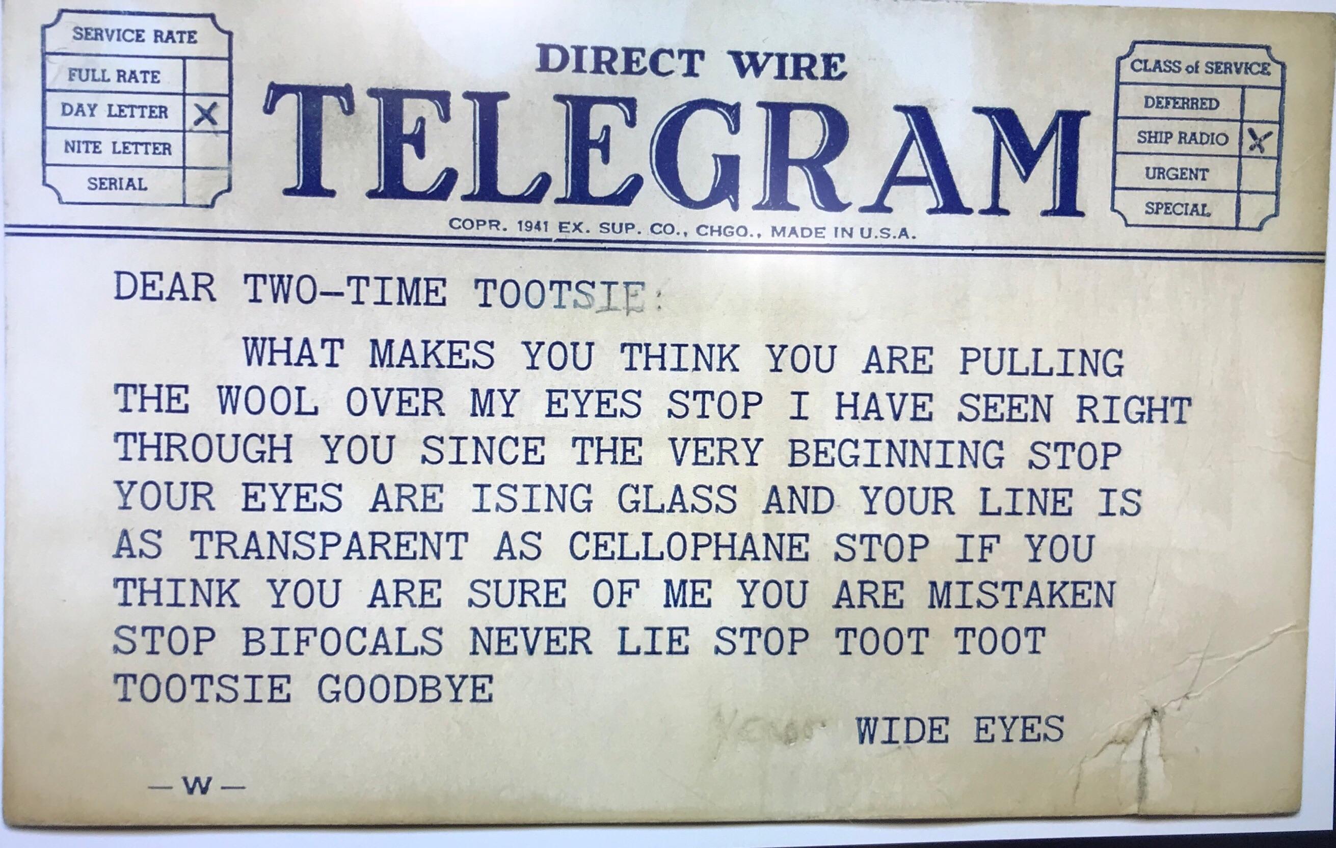 This Telegram from the 1940s shows you how to break up with a cheating ...