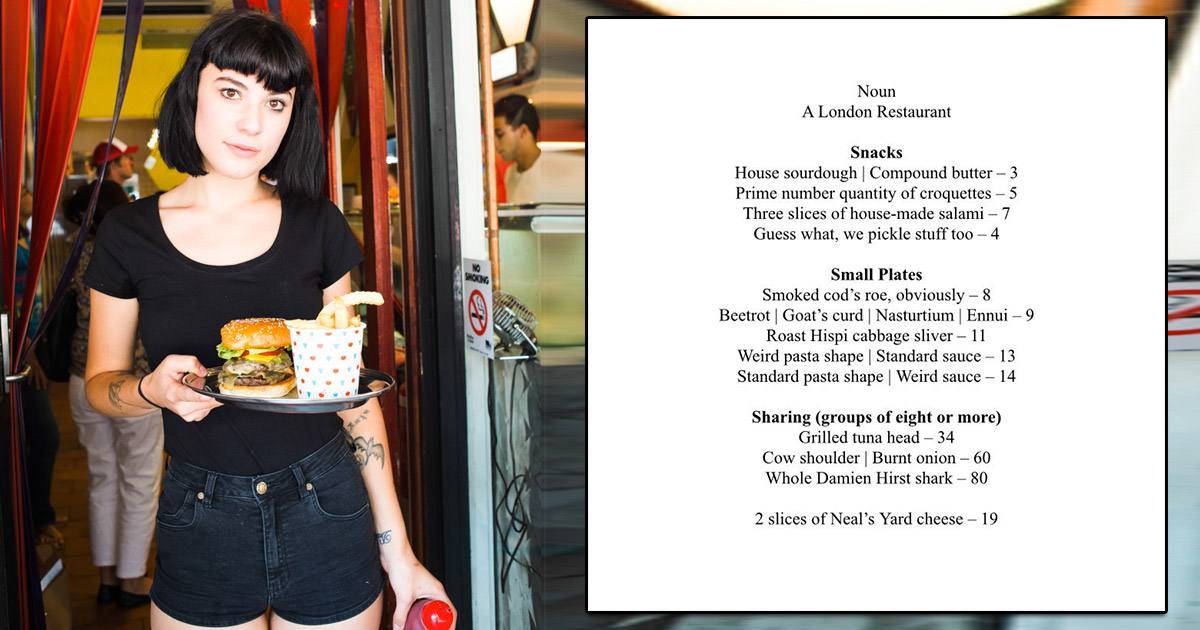 This hipster restaurant menu parody is both funny and accurate - The Poke