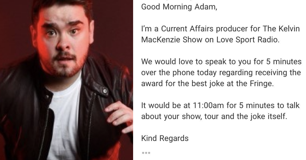 This comic's funniest fringe joke was good, his reply to Kelvin ...