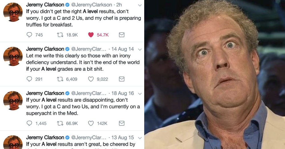 One of the pleasures of A-Level results day is waiting for Jeremy ...