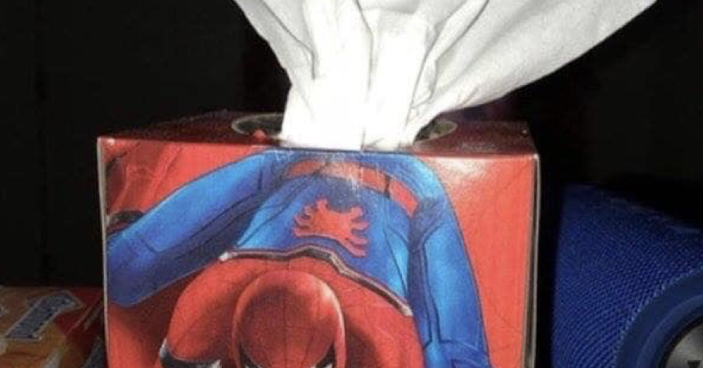This Spiderman box of tissues has a most unfortunate (but ...