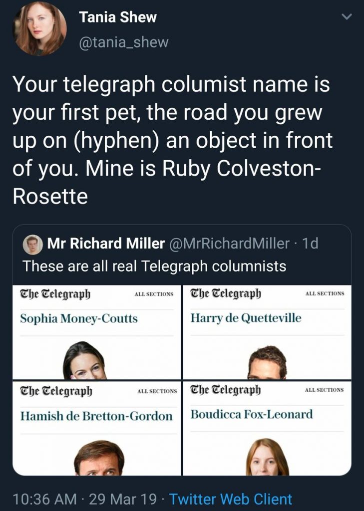 This guide to working out your Telegraph columnist name had an ...