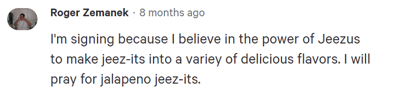 The petition to rename communion wafers to "Jeez-Its" has over 5000 ...