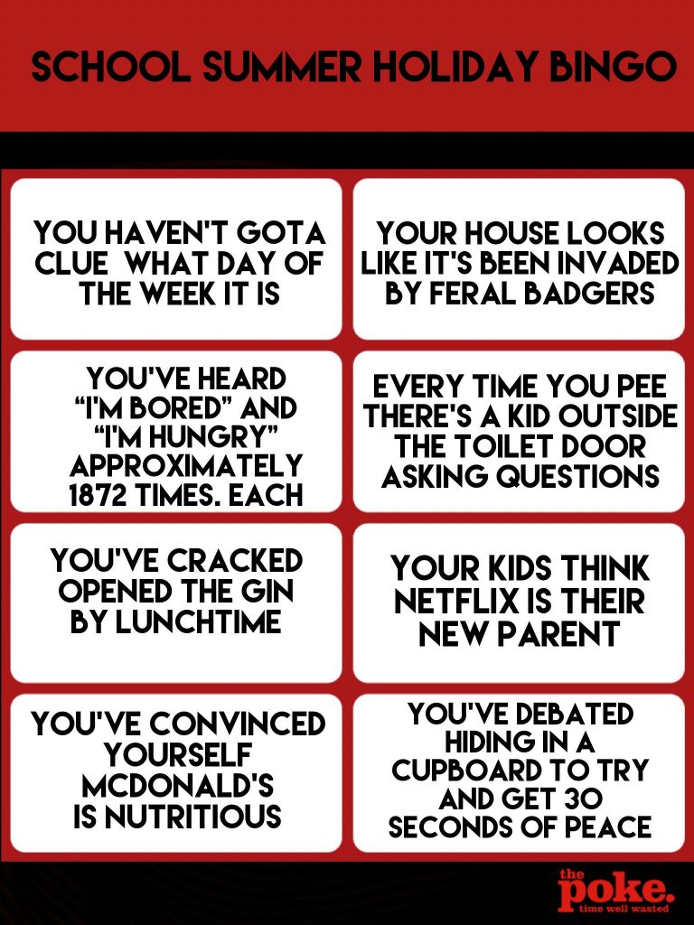 Here's your School Summer Holiday Bingo card - get your dabbers ready ...