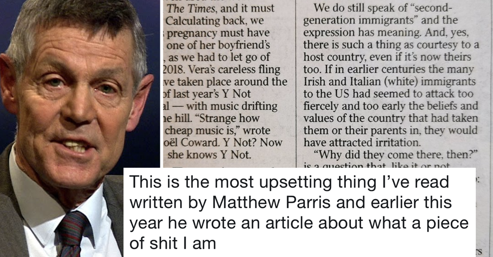 Matthew Parris said immigrants should show courtesy to their 'host ...