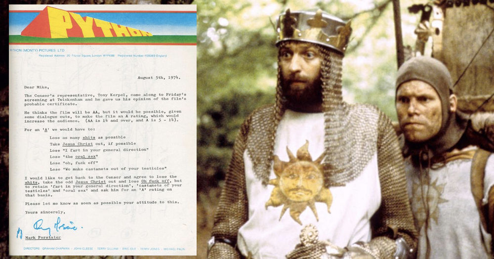 This letter outlining the censor's suggested cuts to Monty Python and ...