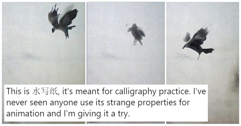 An artist used Chinese water writing paper to make an instant animation ...