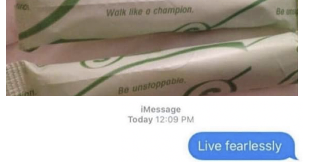 This man texts his wife the motivational messages from tampons and her ...