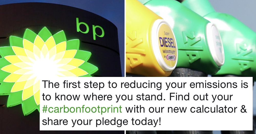BP asked people to make a pledge to reduce their carbon footprint and ...