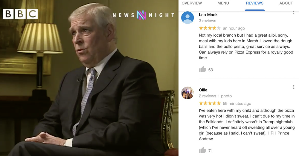 The Pizza Express used by Prince Andrew as an alibi has been flooded ...