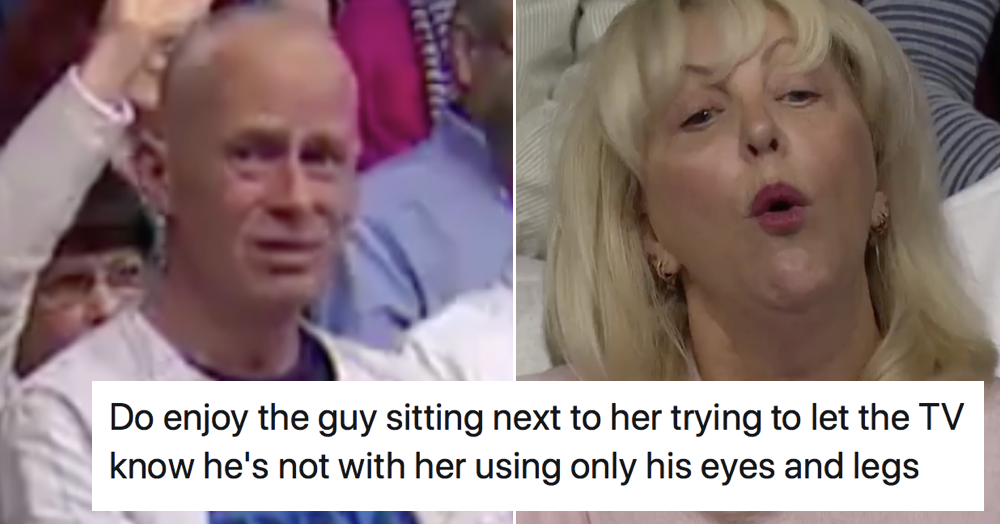 The look on the guy's face next to the ranting Question Time woman was ...
