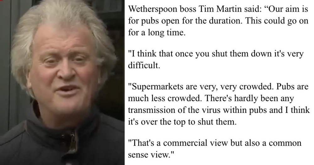 Wetherspoons owner Tim Martin says people should keep going to pubs ...