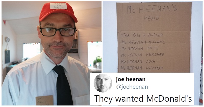 Joe Heenan had the perfect answer when his kids fancied a McDonald's ...