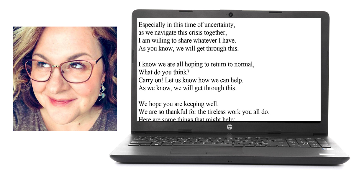 Poem called “First lines of emails I’ve received while quarantining ...