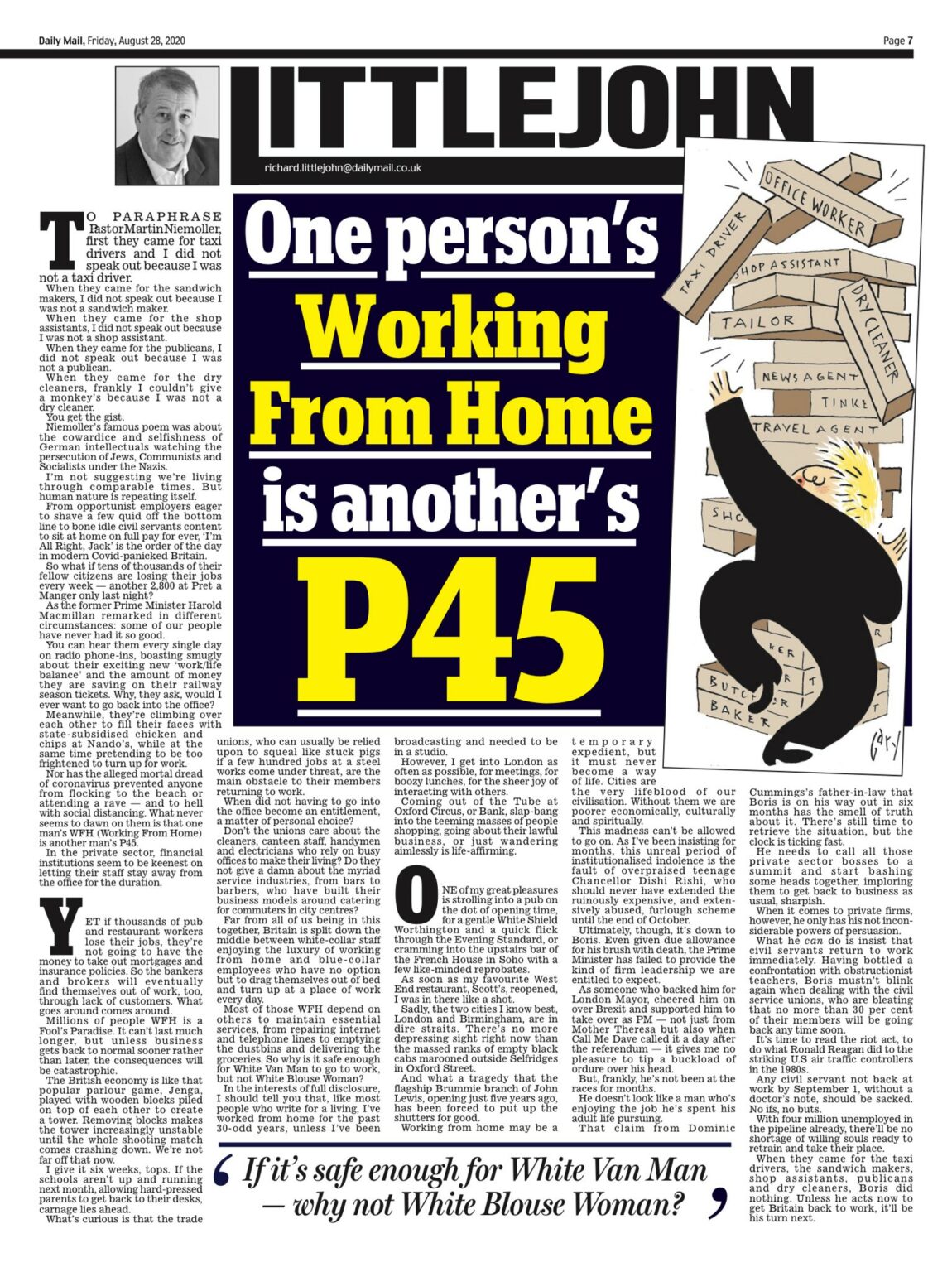 Richard Littlejohn told everyone to get back to the workplace and the ...