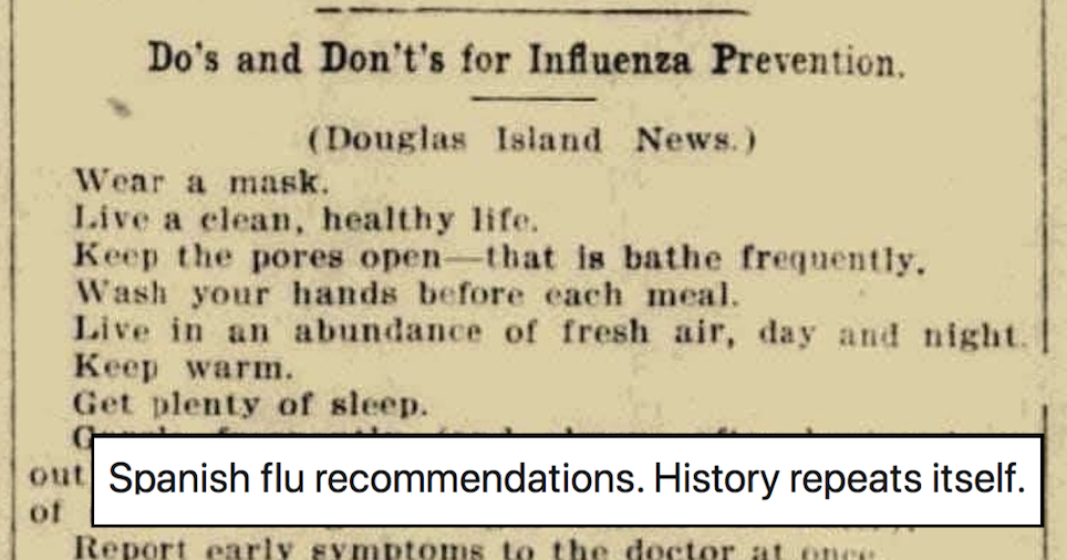 This Spanish flu guidance from 100 years ago is familiar, very familiar ...