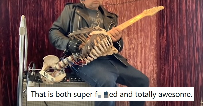 The inventor of this macabre guitar has a few skeletons in his closet ...