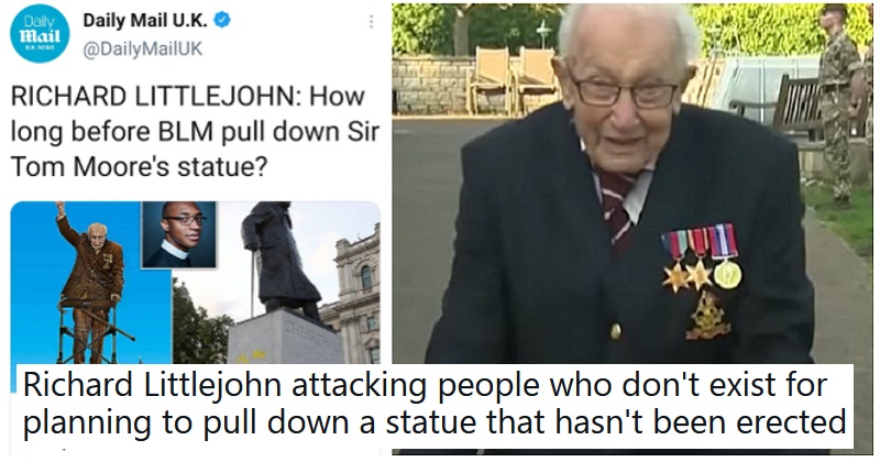 Richard Littlejohn thinks BLM will attack a Captain Tom statue that ...