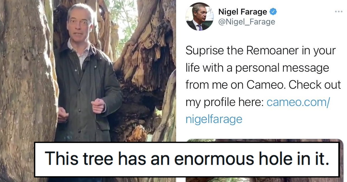 Nigel Farage stood in a tree trying to make money got entirely the ...
