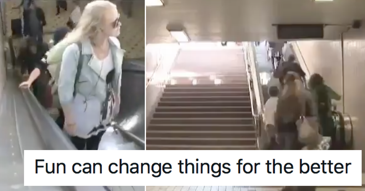 This fun way of getting people to use the stairs not the escalator is ...