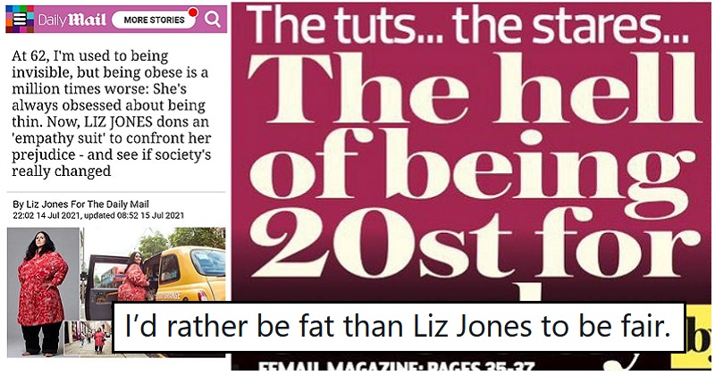 A Daily Mail columnist wearing a fat suit to empathise with the obese ...