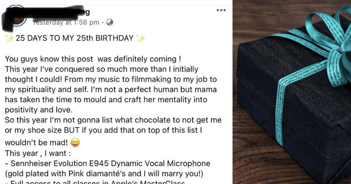 This woman's outrageous birthday gift list is a proper jaw-dropper and ...
