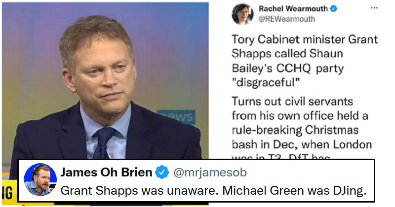 Grant Shapps denies all knowledge of a boozy Department for Transport ...