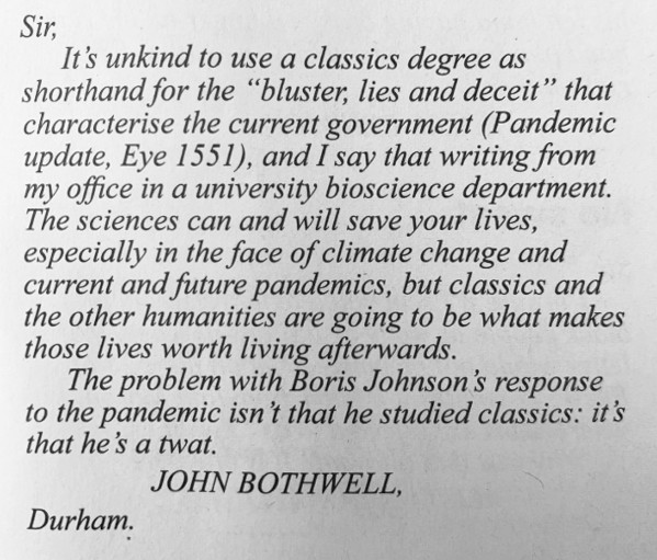 This all-time classic Private Eye letter about Boris Johnson just got a ...
