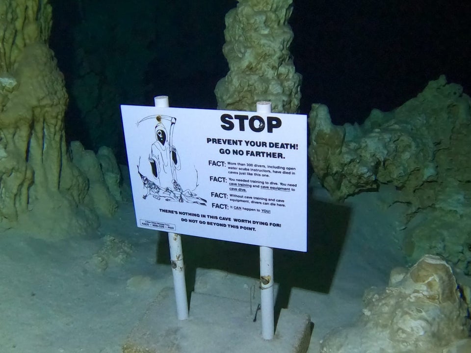 This magnificently straight-talking cave diving sign in Mexico really ...