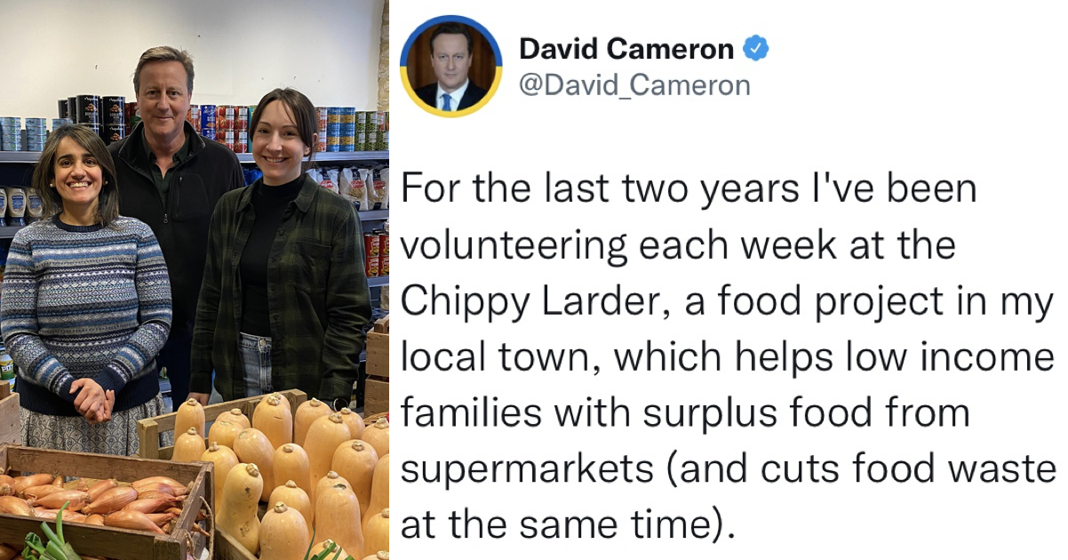 David Cameron's been volunteering at a food bank and the internet spoke ...