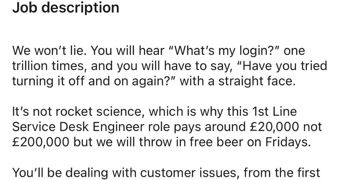 Funniest (and most honest) job description you'll read this week - The Poke