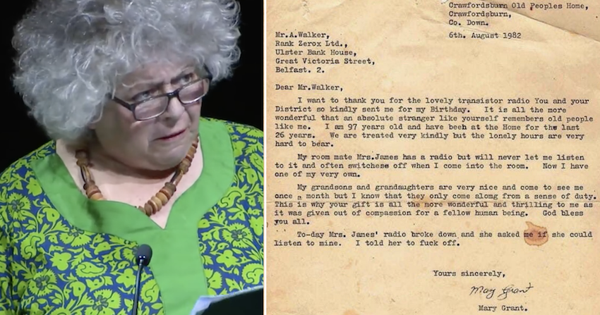 The 'best letter ever written' is even better when Miriam Margolyes ...