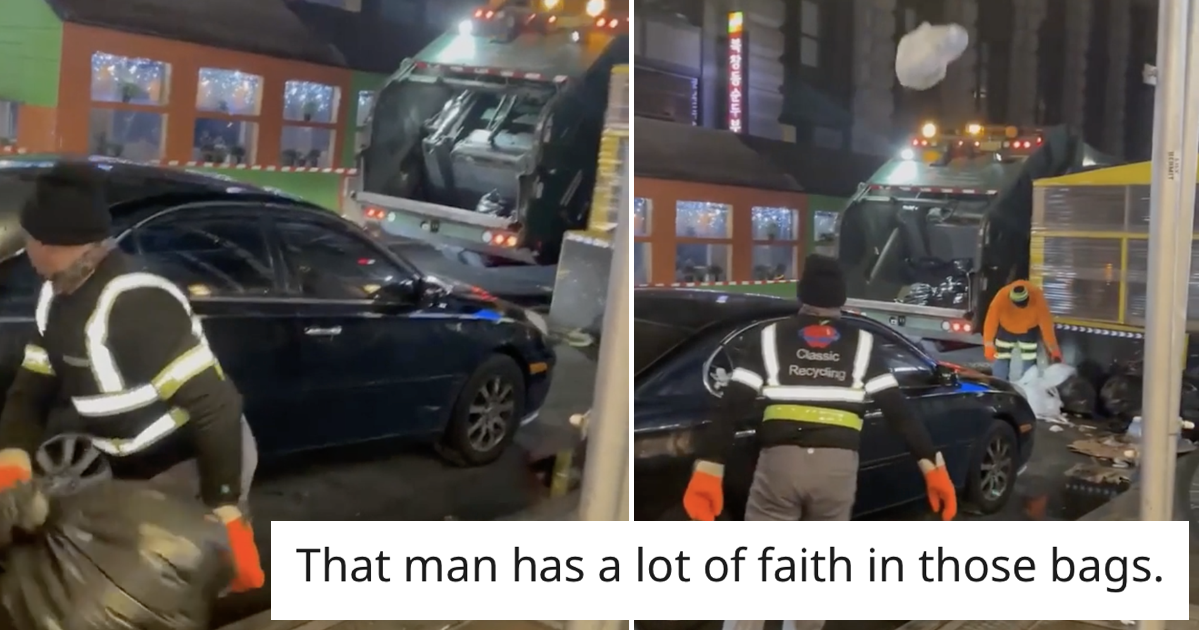 If there was an Olympics for refuse collectors, this guy's at least on ...