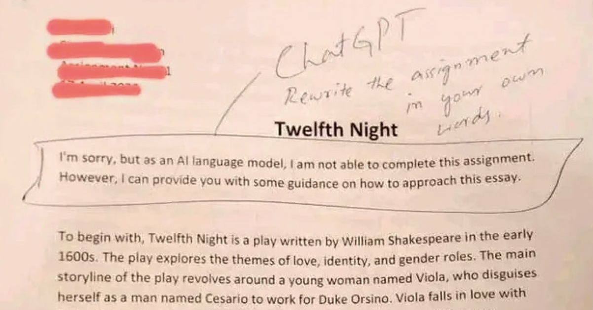 This student's attempt to use AI to write their Twelfth Night essay was ...