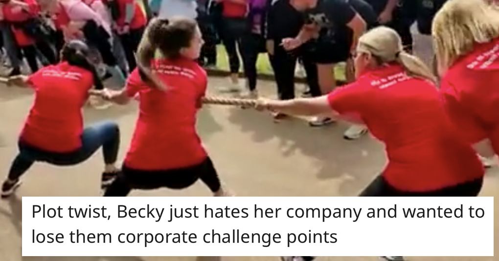 This woman pulled the wrong way in a tug-of-war and it's a proper jaw ...