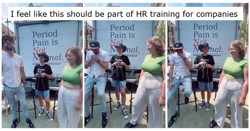 A man and a woman tried the period pain simulator and it went exactly ...