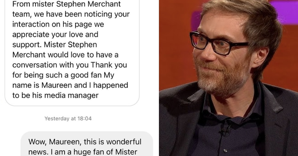 This 'Mr Stephen Merchant' scammer was given a taste of their own ...