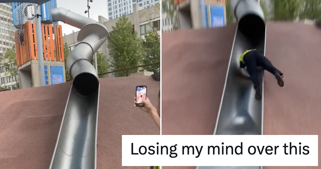 This cop using a kids' slide went wildly viral and it's a salutary ...