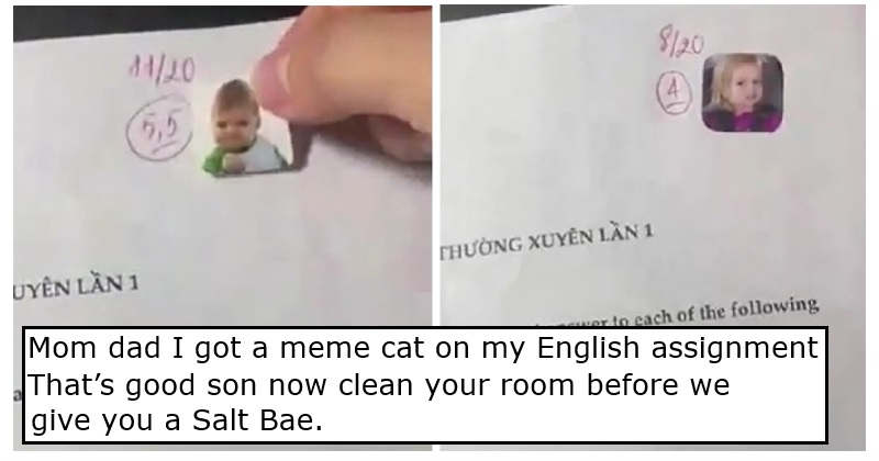 This teacher marks the students' work with meme stickers and people can ...