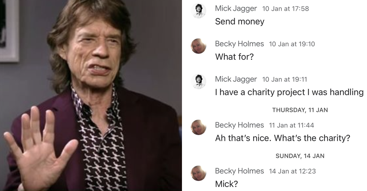 A 'Mick Jagger' scammer couldn't get no satisfaction and it's a ...